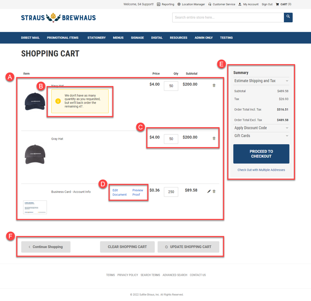Shopping Cart Features